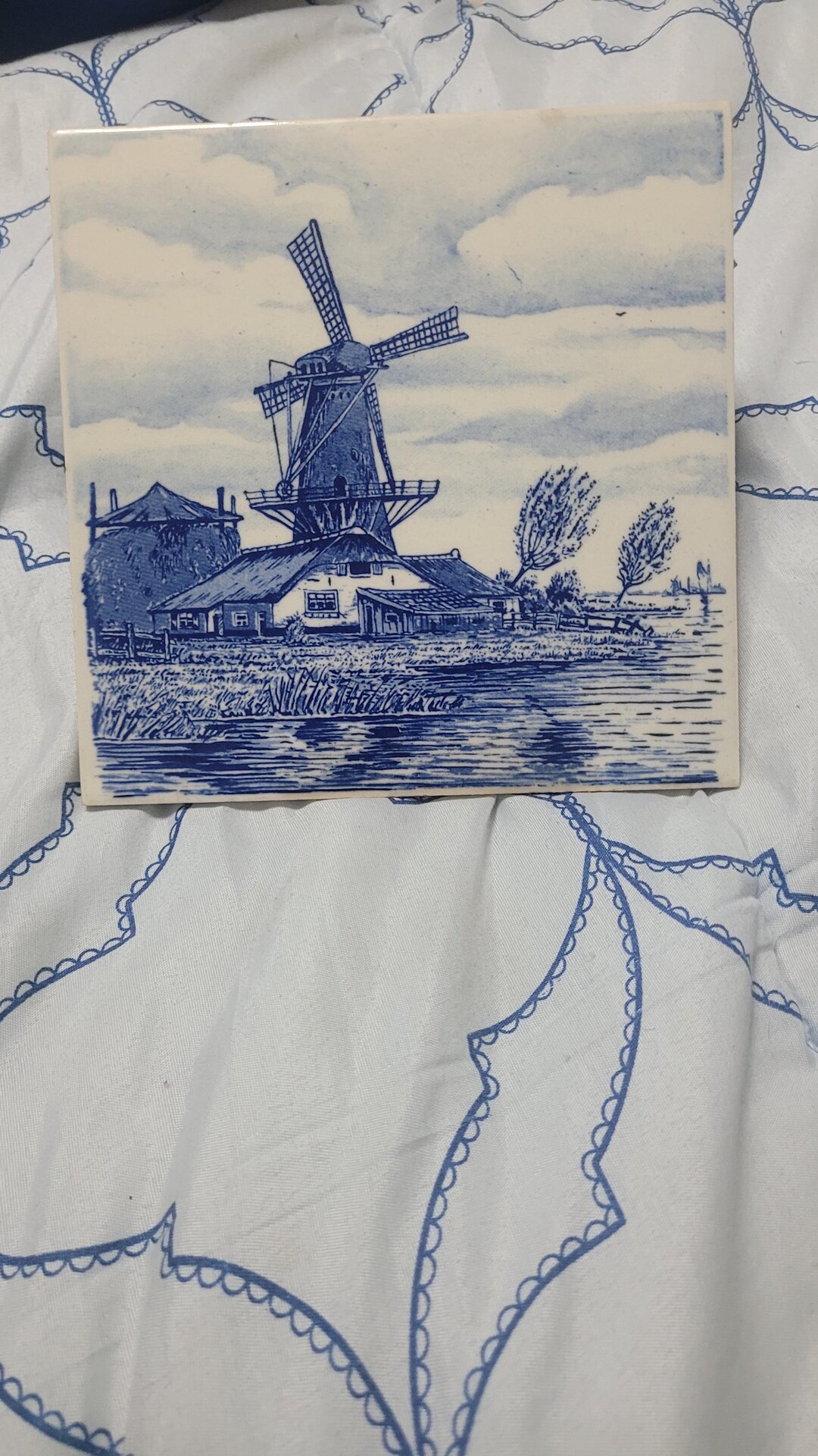 Delft Blue Hand Painted Windmill Tile Made in Holland 6" Square Ready ...