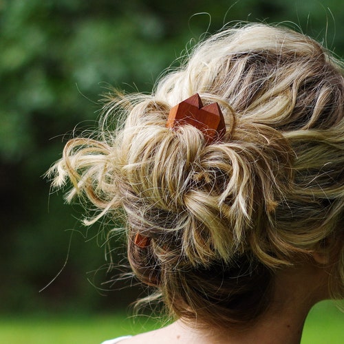 Geometric Natural Wooden Hair Pin - Etsy