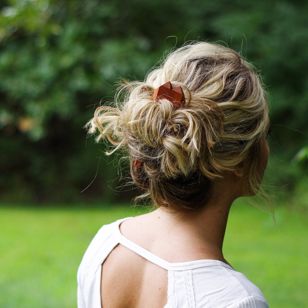 Geometric Natural Wooden Hair Pin - Etsy