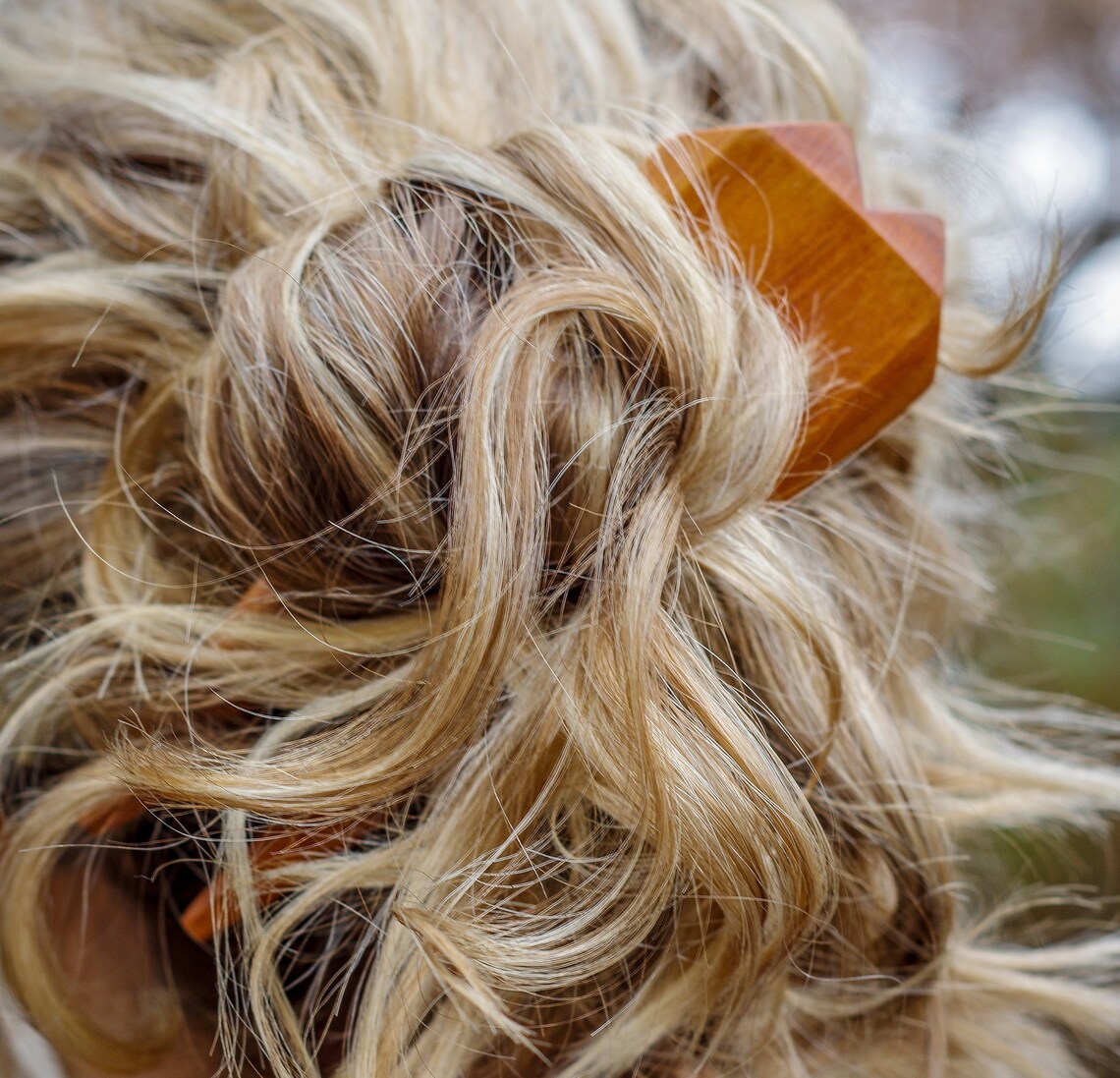 Geometric Natural Wooden Hair Pin - Etsy