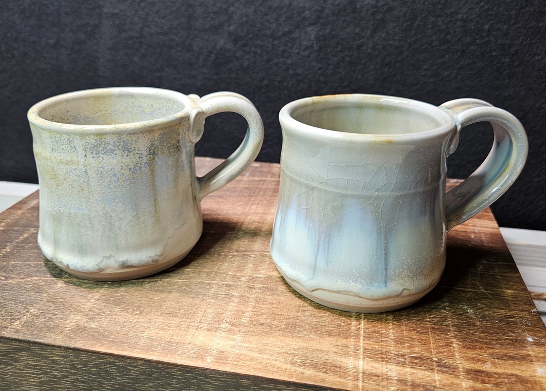 Jared Tolson Signed Hand Thrown Studio Pottery Mugs Set of 2 One Glazed ...