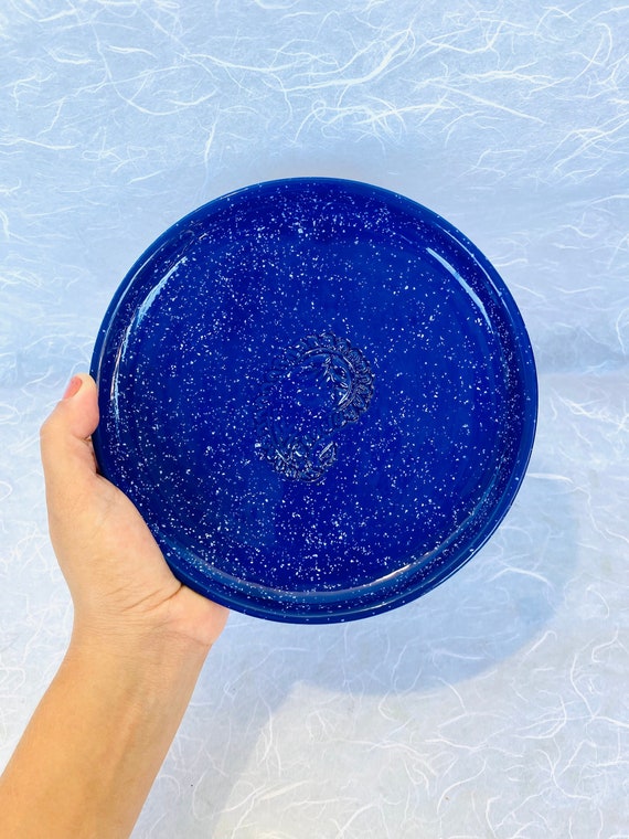 Navy Blue Speckled Plate Wheel Thrown Ceramic Dish - Etsy