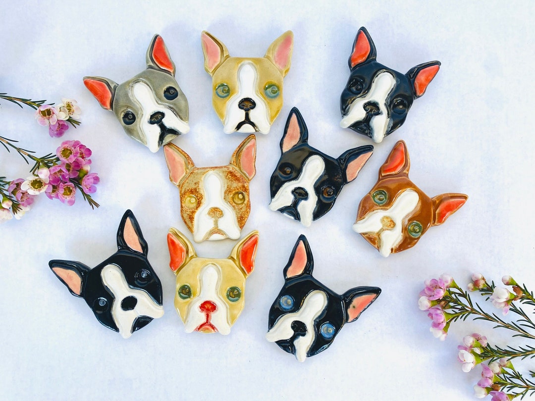 Cute Handmade Ceramic Boston Dog Terrier Refrigerator Magnet - Etsy
