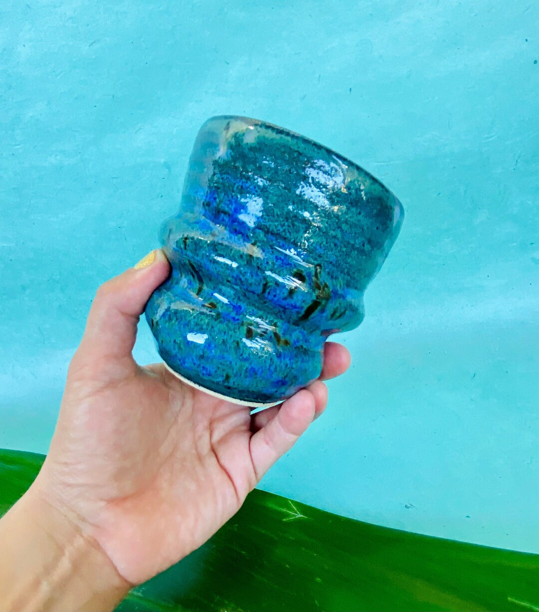 Algae Cup Small Green and Blue Ceramic Cup - Etsy