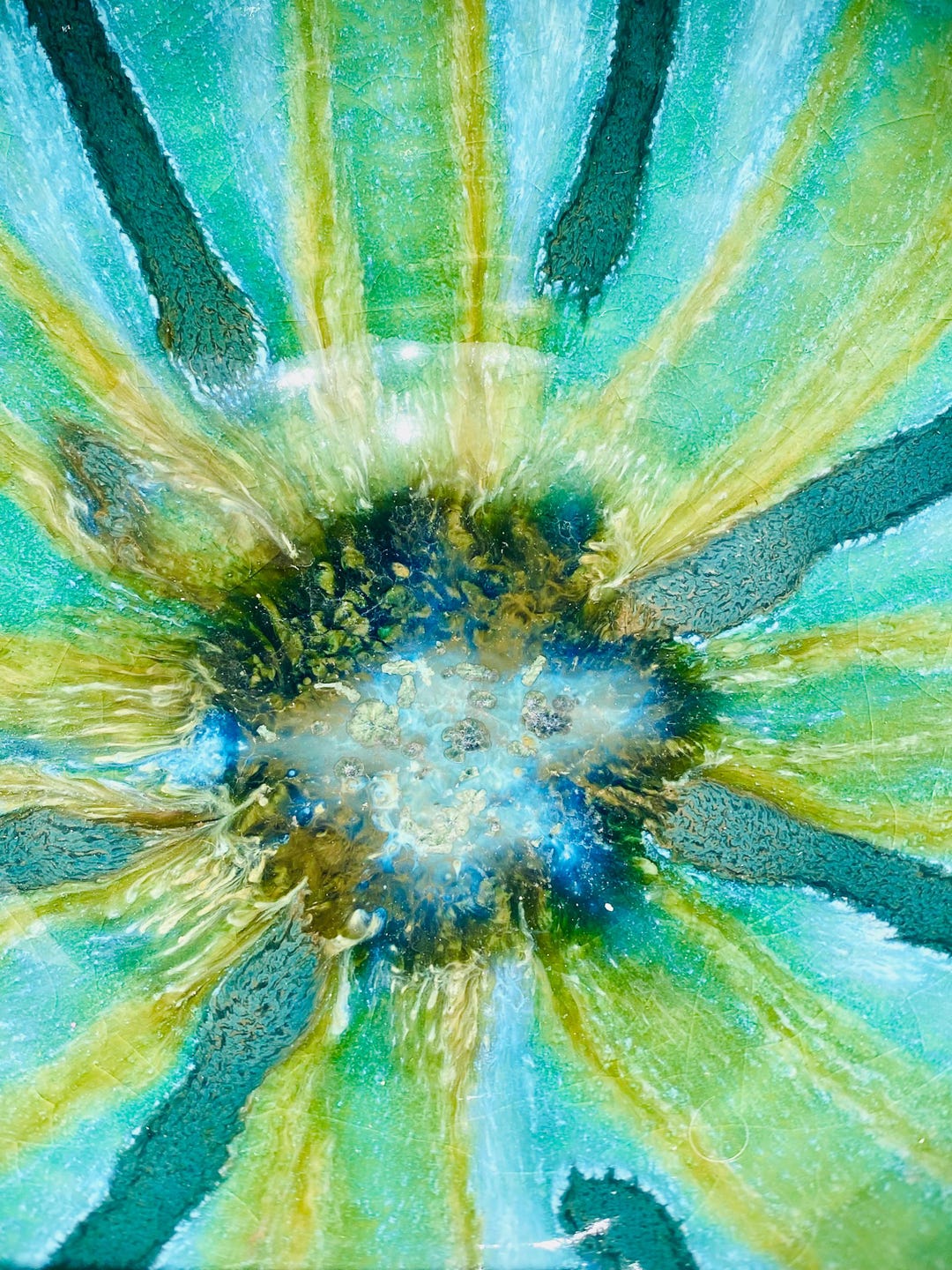 7 Inch Wide Blue and Green Ceramic Tide Pool Bowl Handmade Wheel Thrown ...
