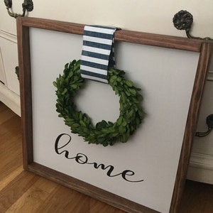 Wood Home Boxwood Wreath Farmhouse Sign - Etsy