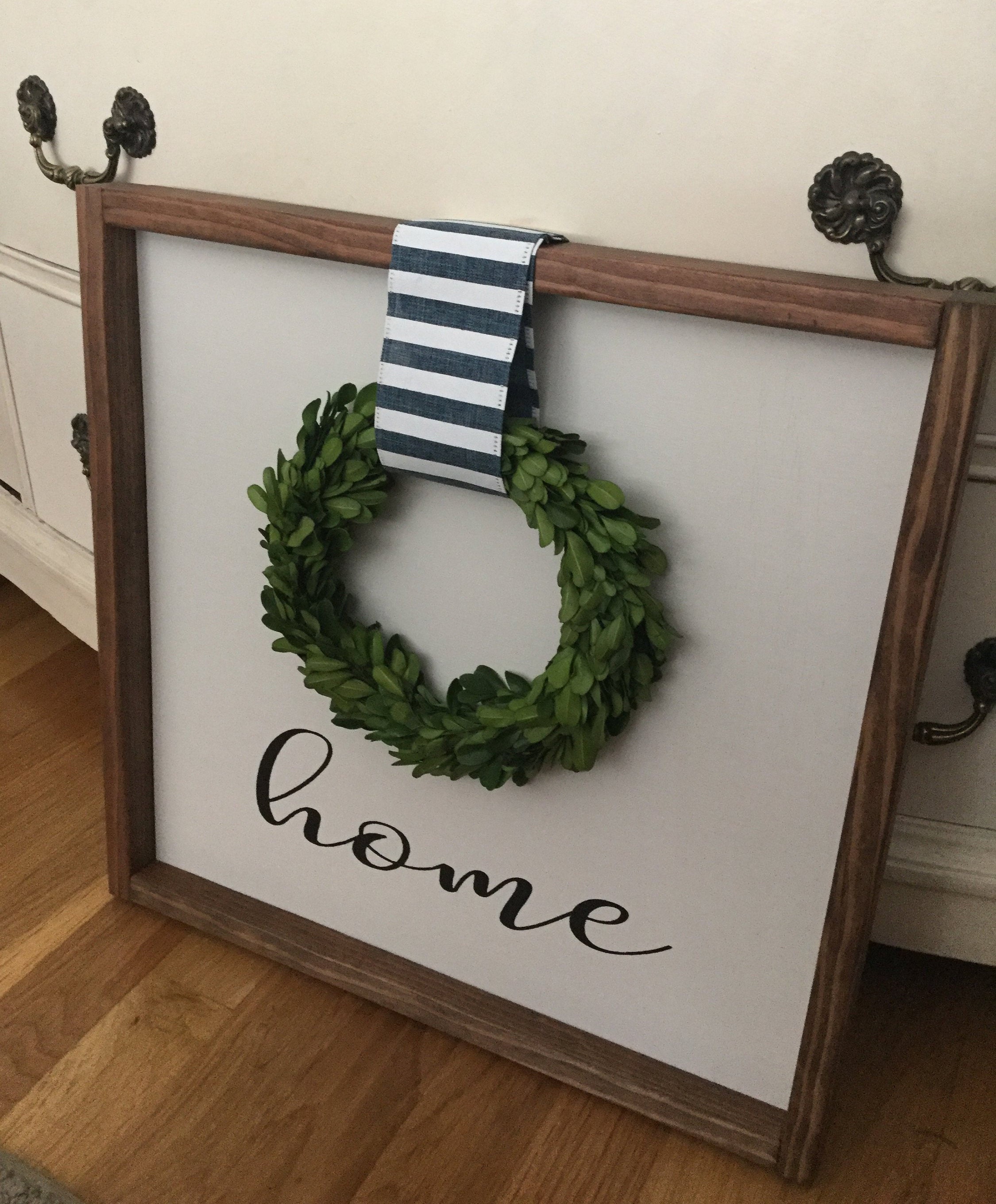Wood Home Boxwood Wreath Farmhouse Sign - Etsy