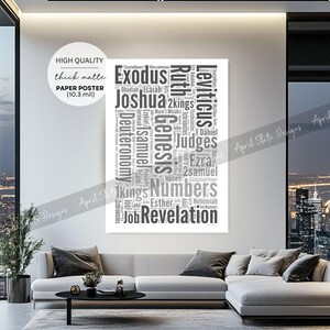 Books of the Bible Word Art Matte Poster - Christian Typography Print ...
