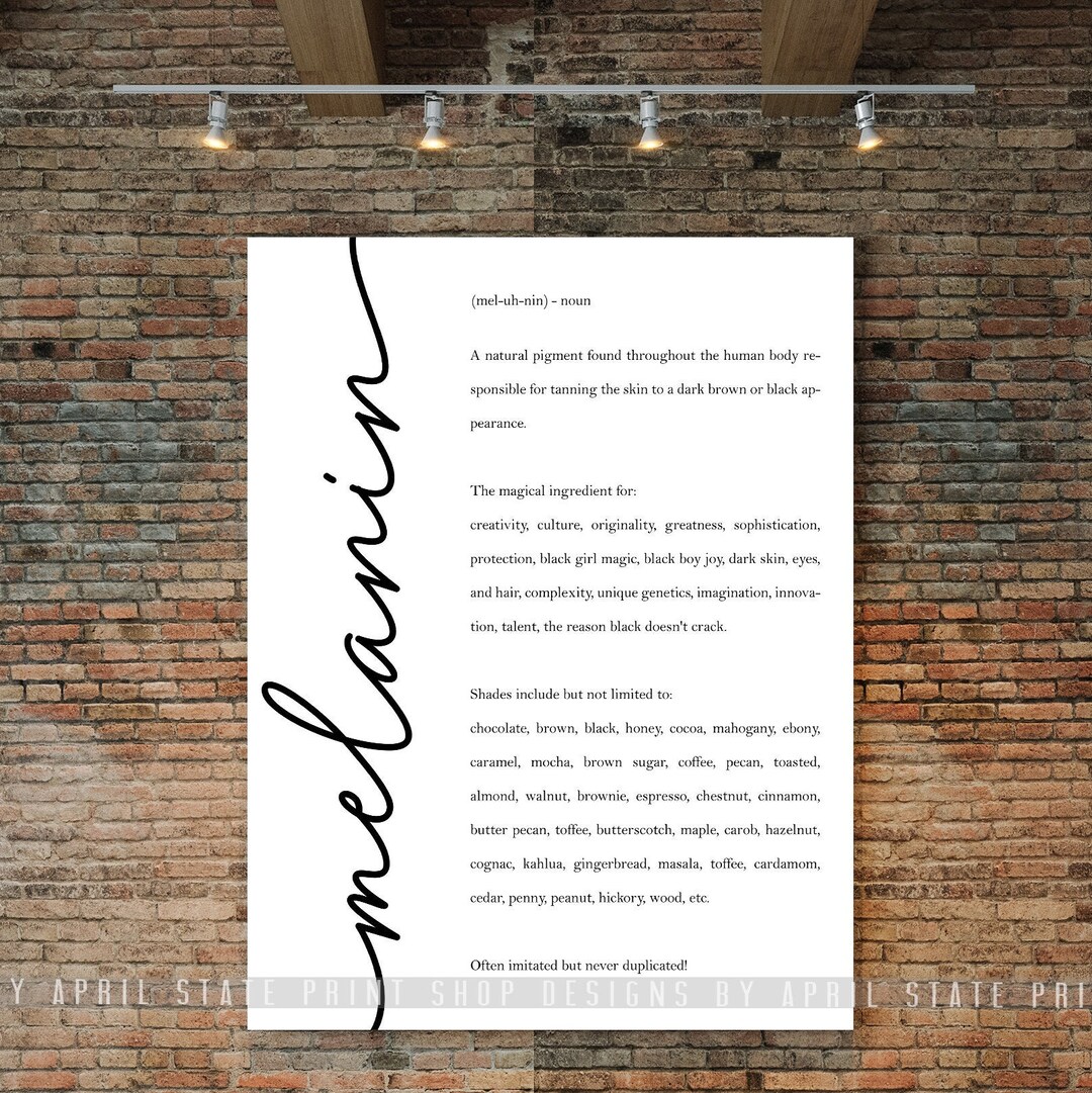 Melanin Definition Poster, Definition Print, , Modern Decor, Cursive ...