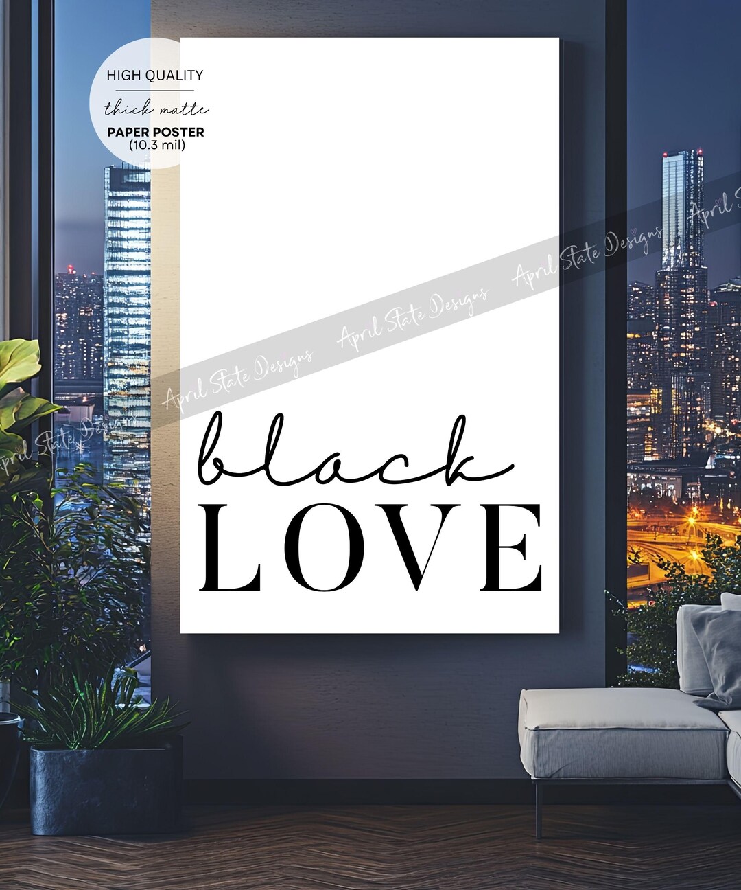 Black Love Typography Matte Poster - African American Melanin Wall Art ...