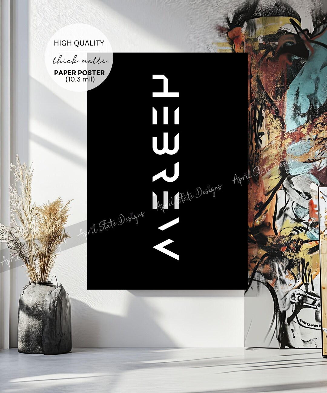 Hebrew Vertical Futuristic Typography Matte Poster - African American ...