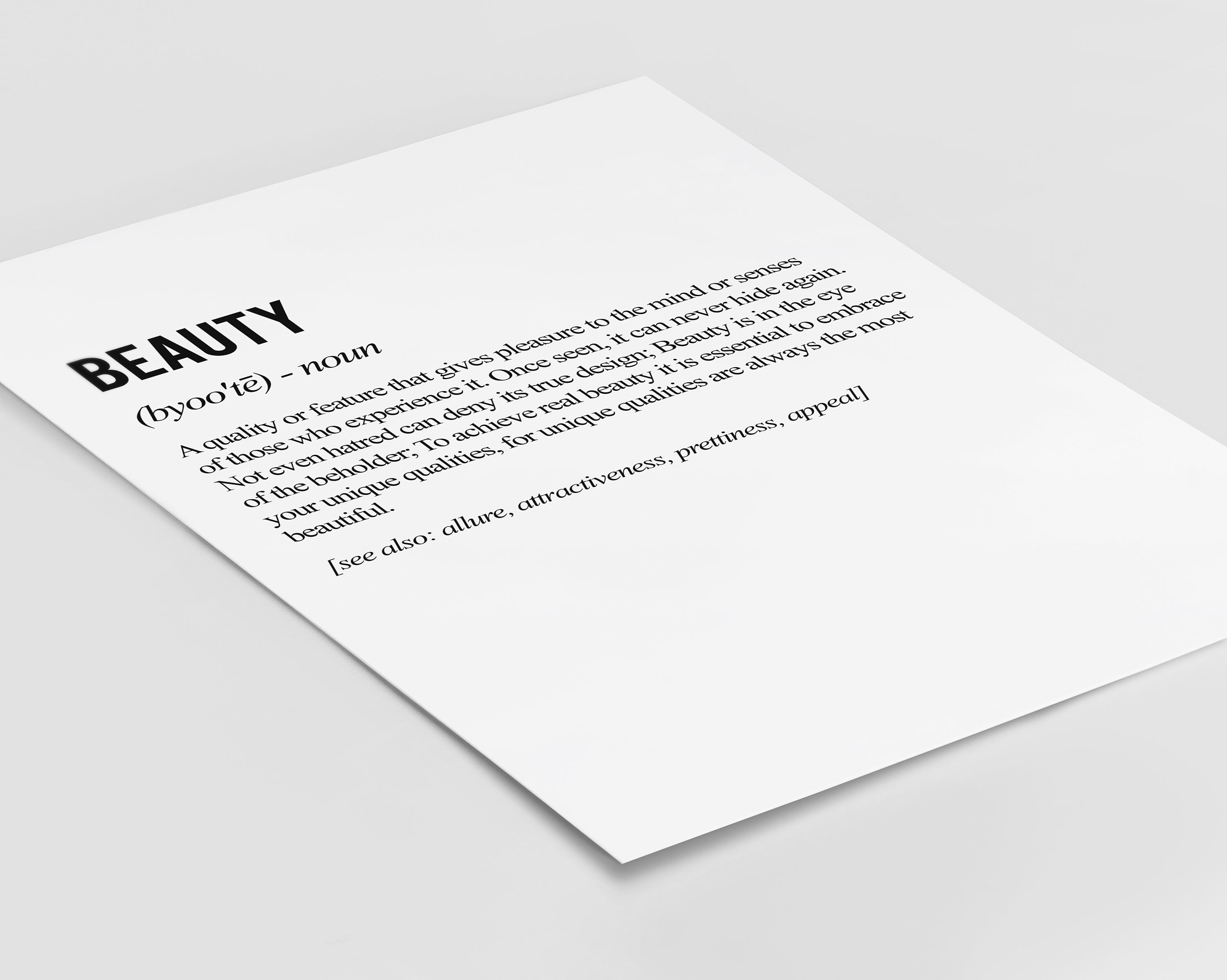 Beauty Definition Poster Vanity Art Bathroom Wall Decor - Etsy