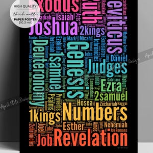 Books of the Bible Word Art Matte Poster - Colorful Christian ...