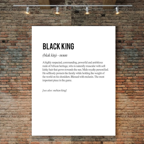 Black King Poster Definition Art Black Men Black King | Etsy