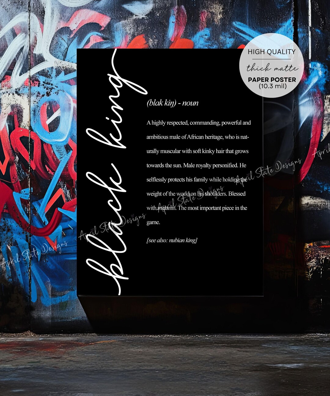 Black King Definition Poster, Black Man Wall Art, Afrocentric Decor ...