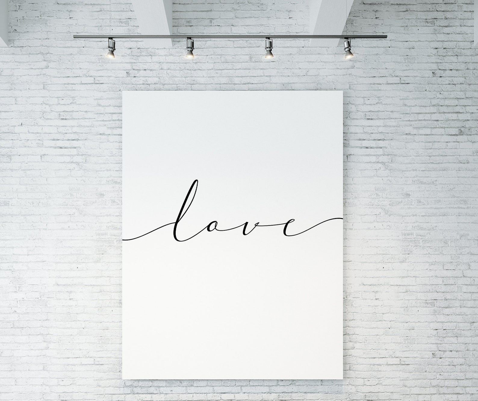 Love Poster Cursive Art Typography Print Black and White | Etsy