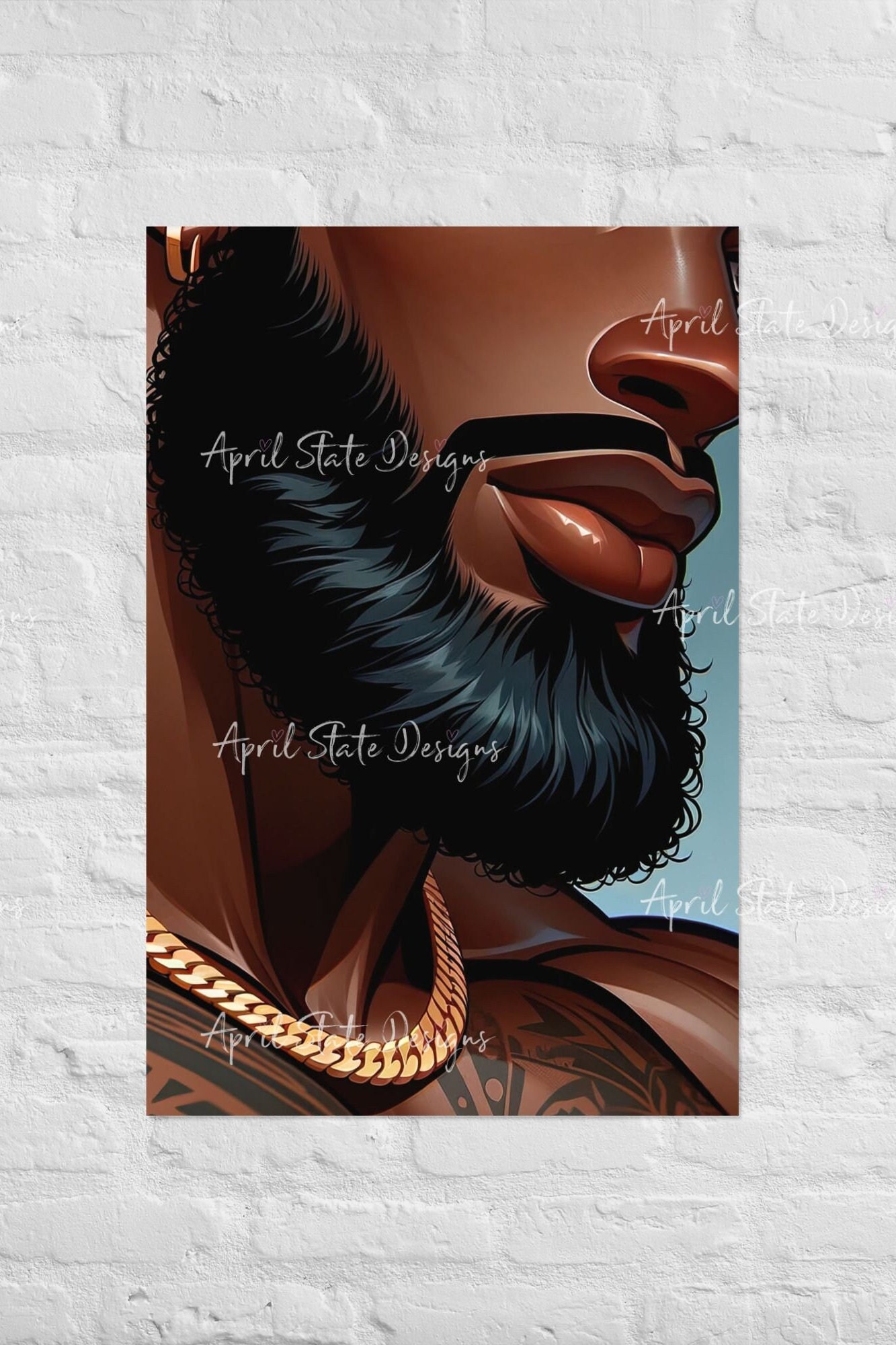 Handsome Black Man Poster, Face Art, Face Poster, Black Culture Art ...