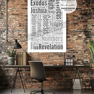 Books of the Bible Word Art Matte Poster - Christian Typography Print ...