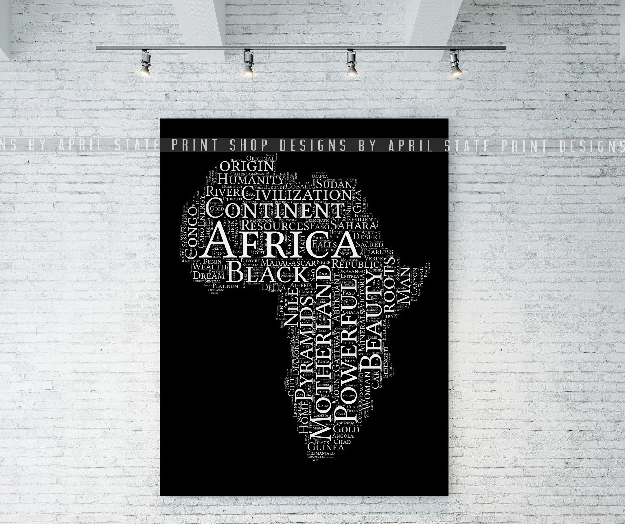 Africa Poster, Typography Word Art, African Art, Continent, Map ...