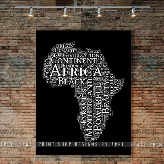 Africa Poster Typography Word Art African Art Continent - Etsy