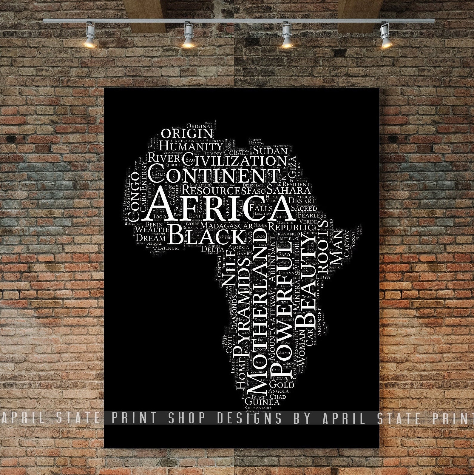 Africa Poster Typography Word Art African Art Continent - Etsy