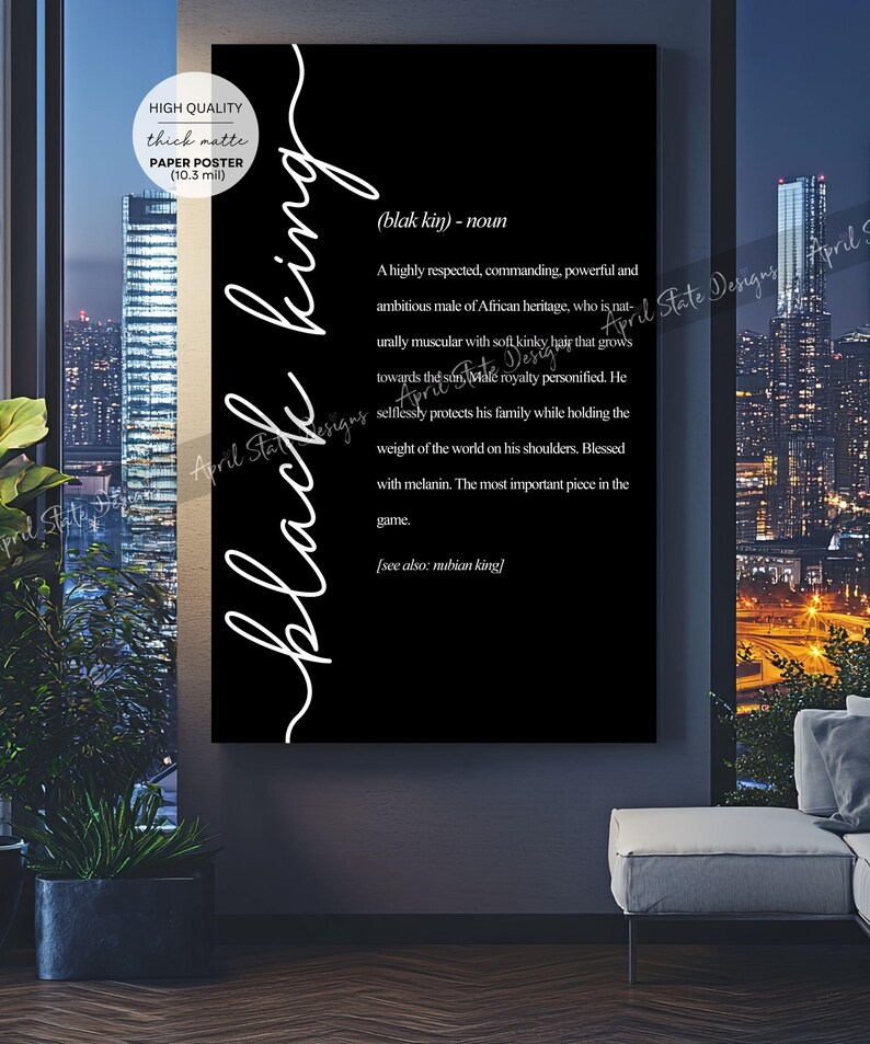 Black King Definition Poster, Black Man Wall Art, Afrocentric Decor ...