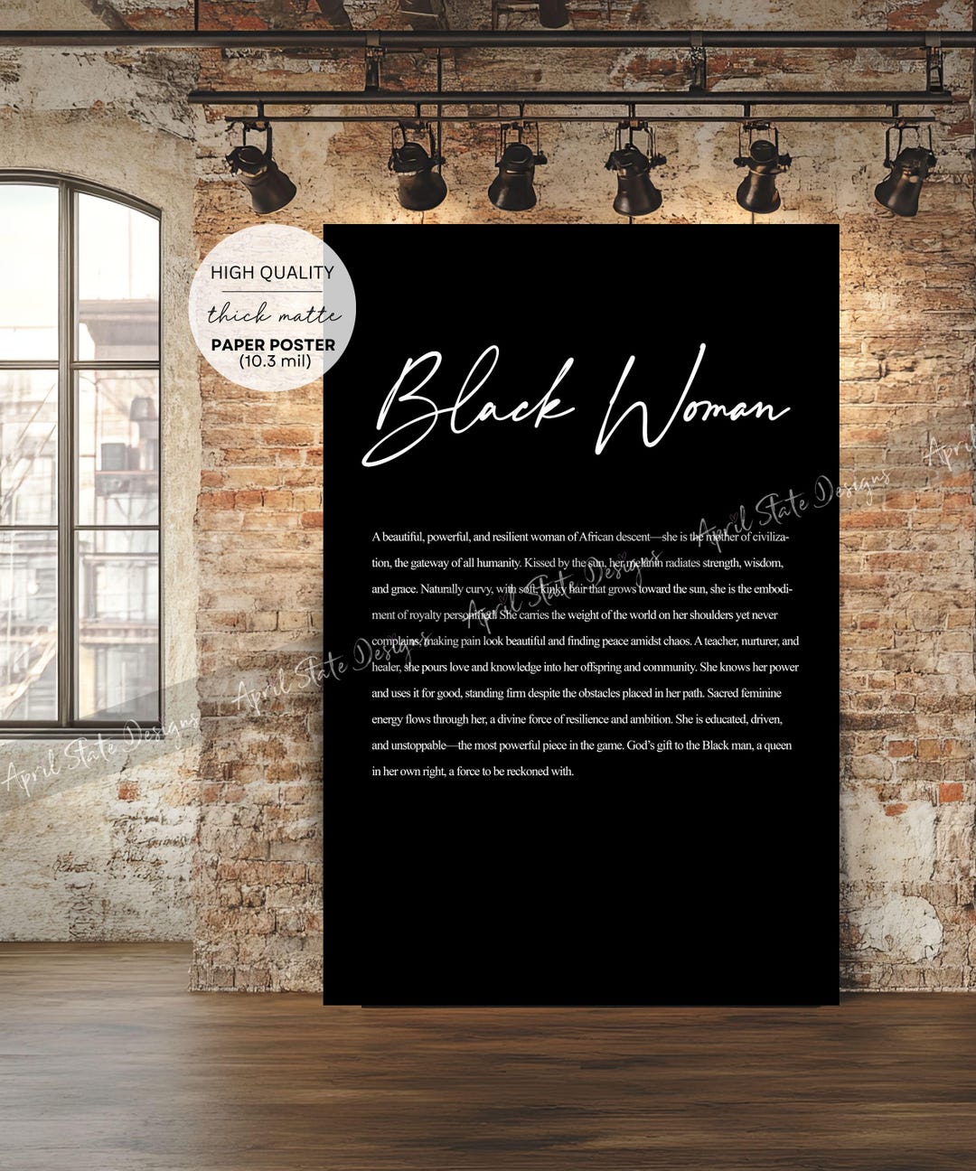 Black Woman Cursive Definition Matte Poster - Black African American ...