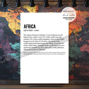 Africa Definition Matte Poster - Minimalist Typography African Wall Art ...