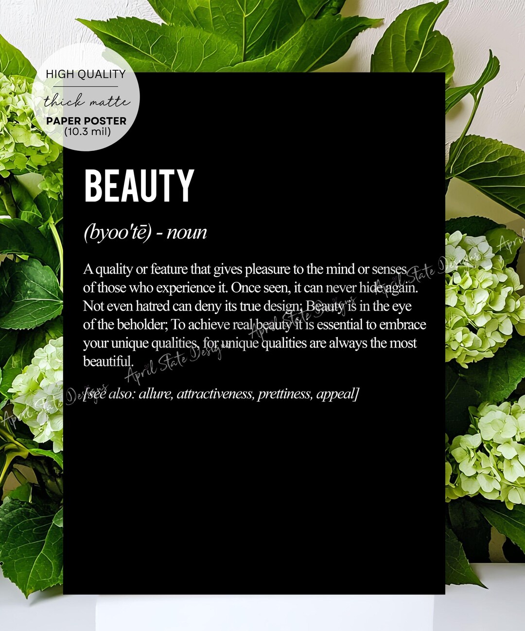Beauty Definition Matte Poster - Gorgeous Minimalist Inspirational ...