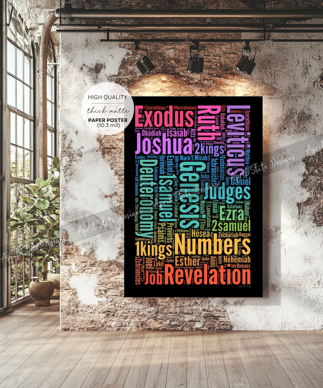 Books of the Bible Word Art Matte Poster - Colorful Christian ...