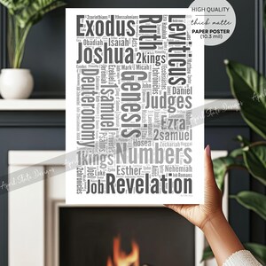 Books of the Bible Word Art Matte Poster - Christian Typography Print ...