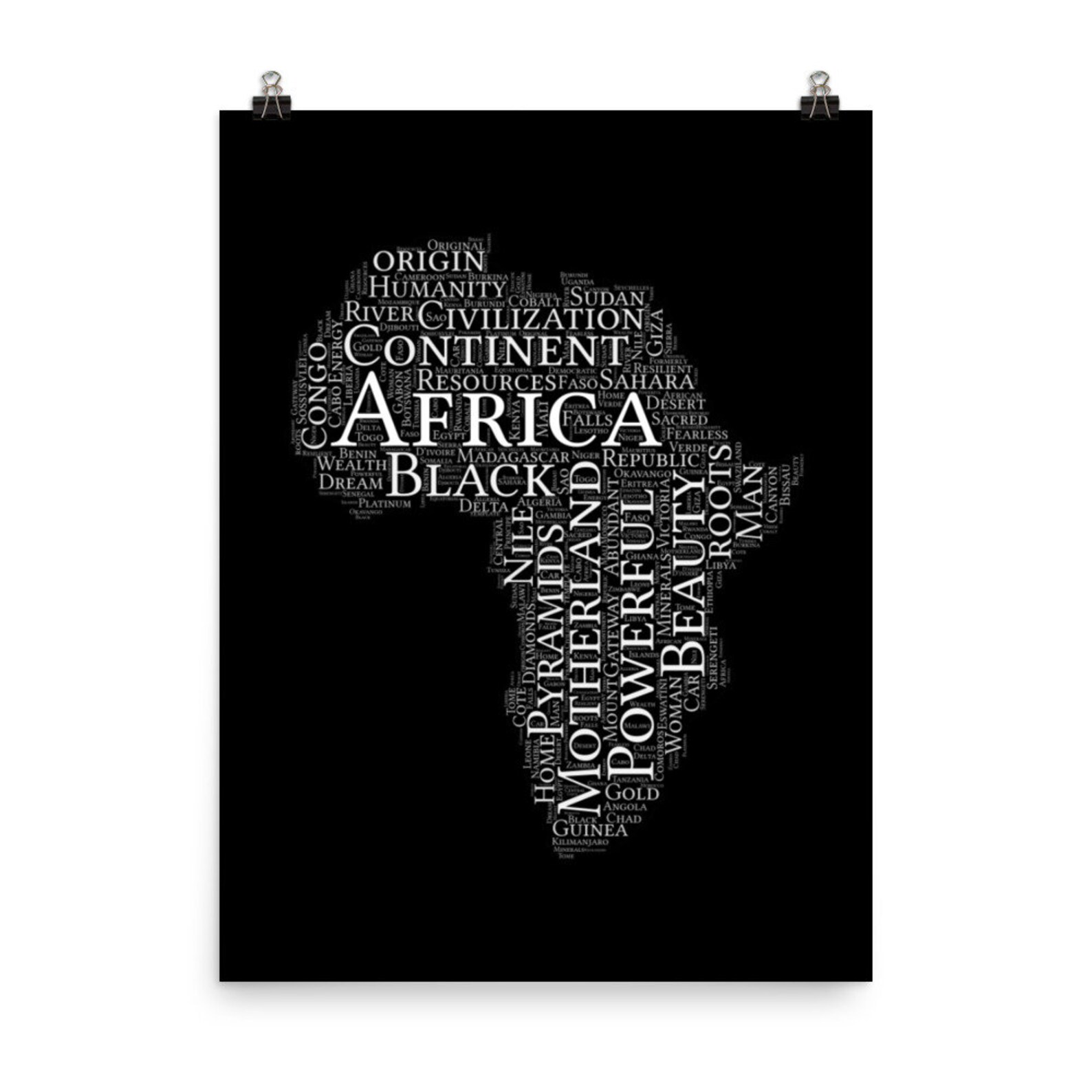 Africa Poster, Typography Word Art, African Art, Continent, Map ...