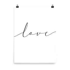 Love Poster, Cursive Art, Typography Print, Black and White, Gift for ...