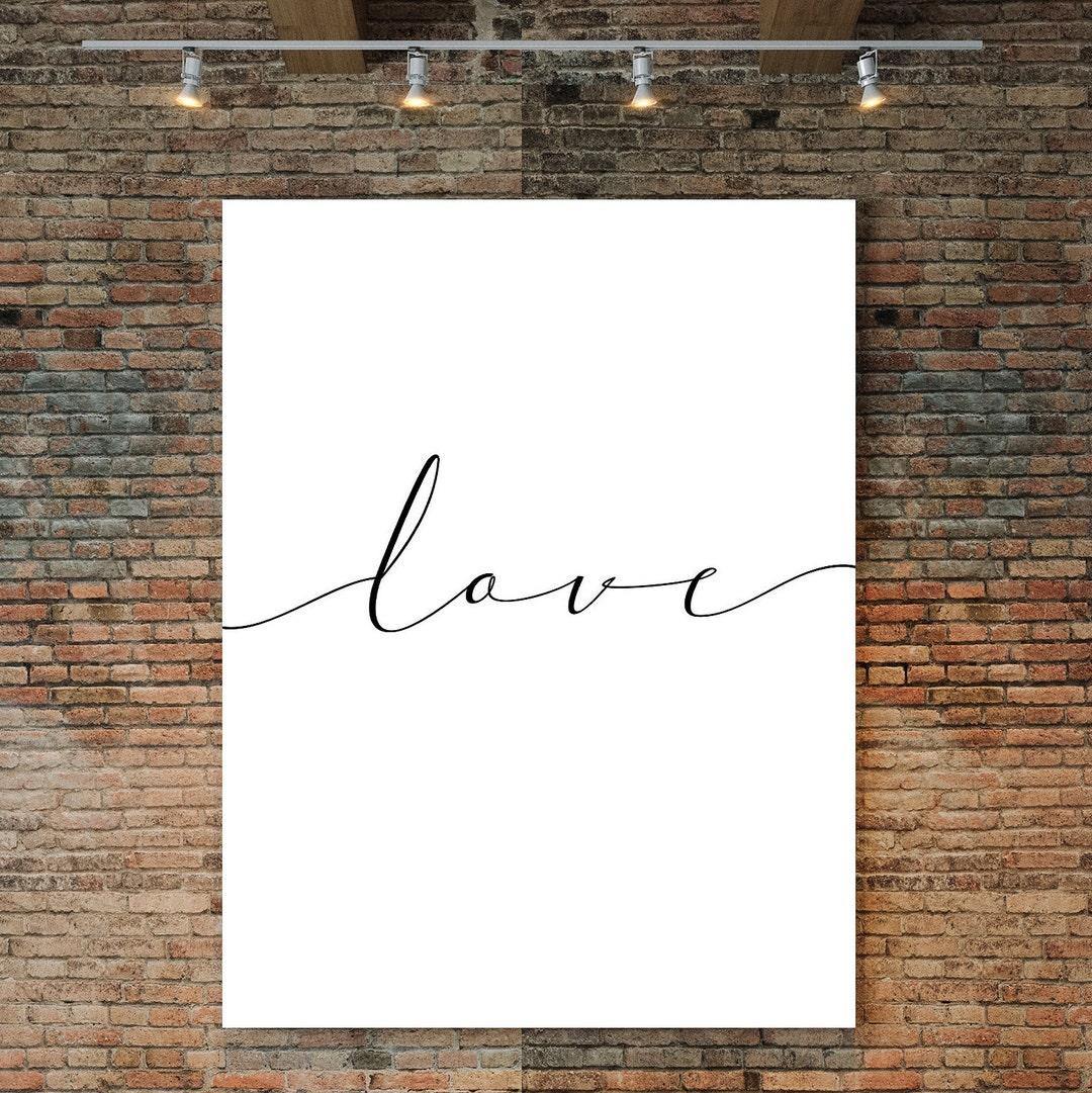 Love Poster, Cursive Art, Typography Print, Black and White, Gift for ...
