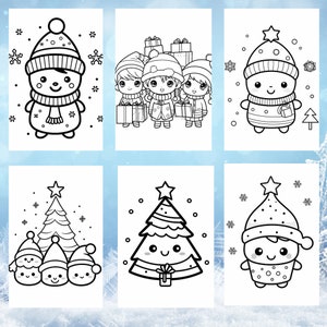 150 Cute Kawaii Christmas Colouring Pages, for Kids, Printable Digital ...