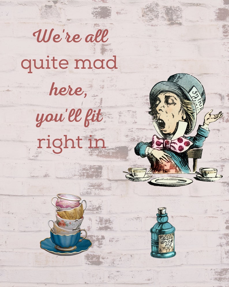 Alice in Wonderland Printable, 24x30 Inch, Digital Print, Wall Art ...