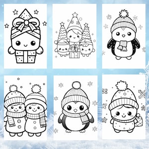 150 Cute Kawaii Christmas Colouring Pages, for Kids, Printable Digital ...
