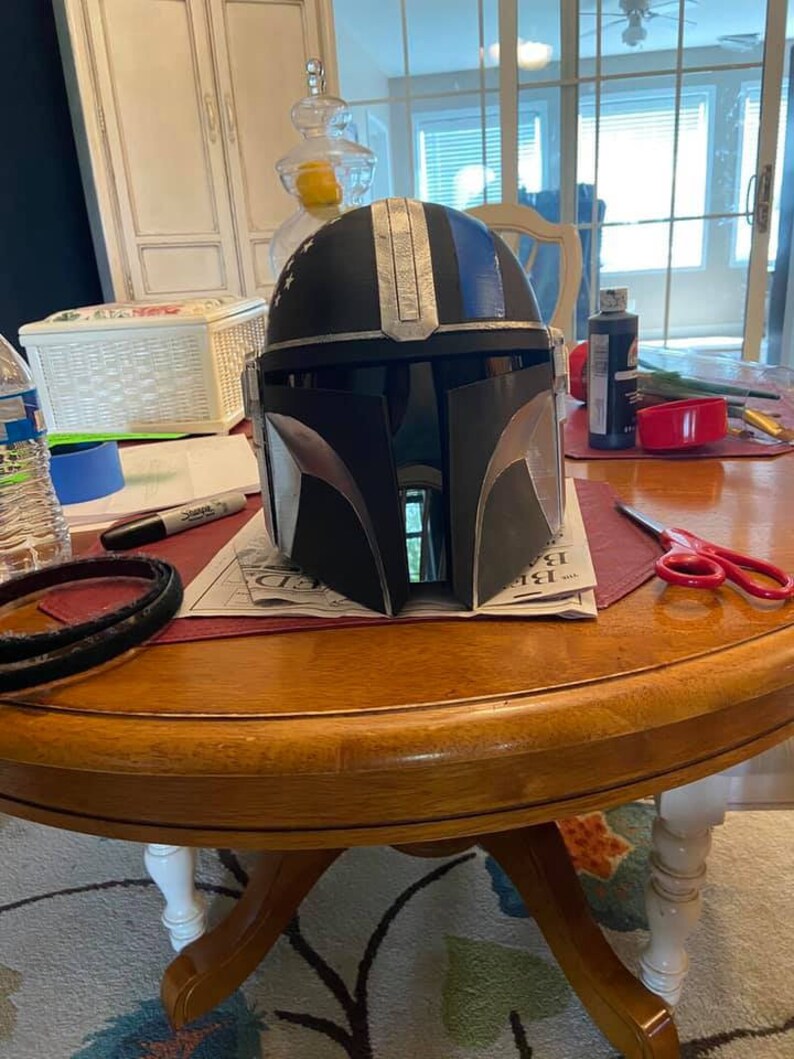 Mandalorian Helmet Custom Police Thin Blue Line Star Wars 3D - Etsy