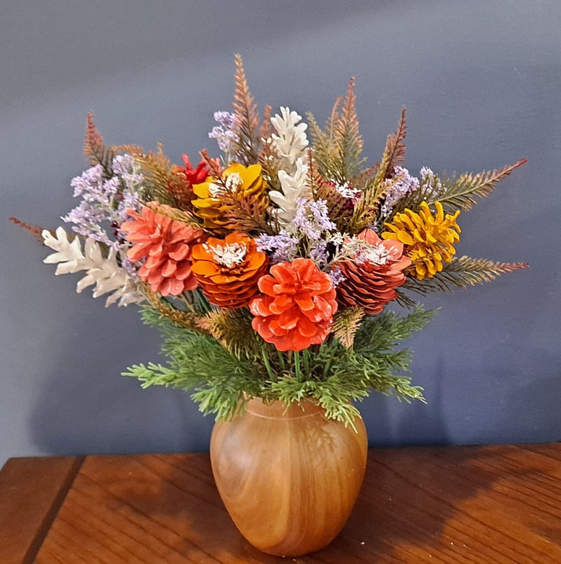 Cabin Pinecone Arrangement in a Ceramic Wood Vase Rustic - Etsy