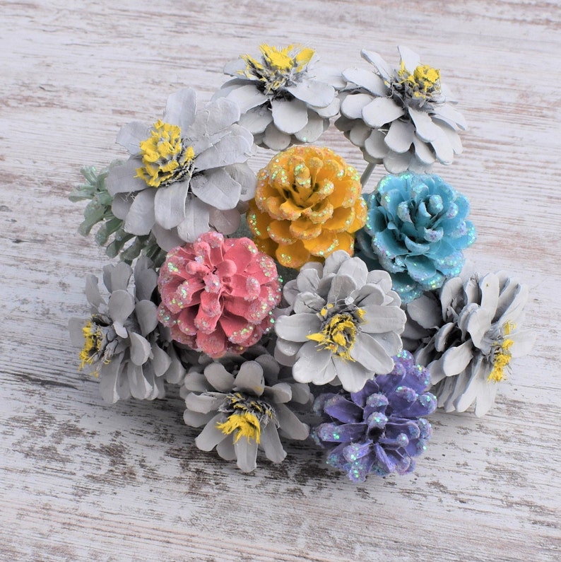 ONE Dozen Pinecone Flowers Spring Pine Cone Flowers Easter | Etsy