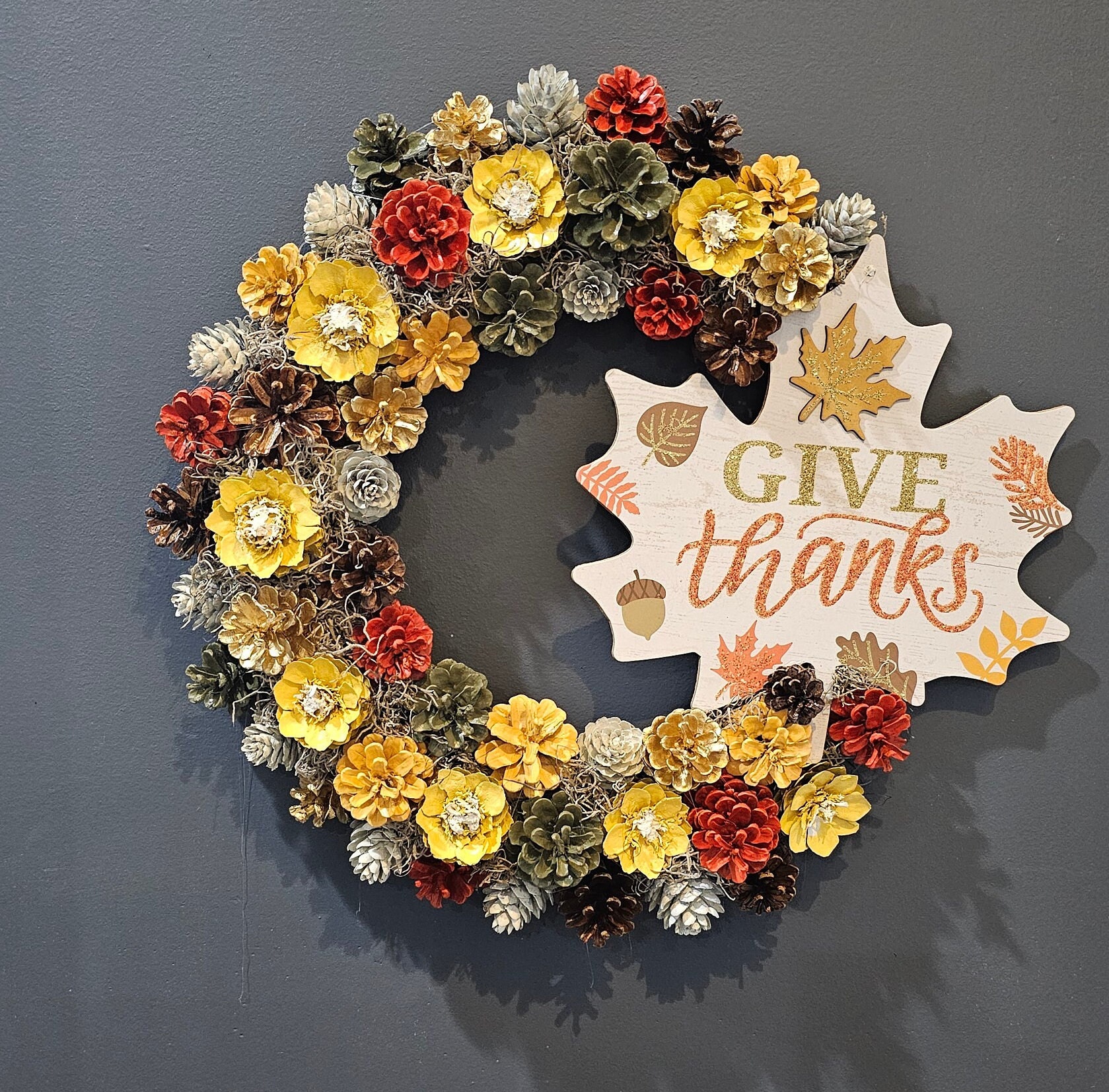 Fall Thanksgiving Pine Cone Wreath - Etsy
