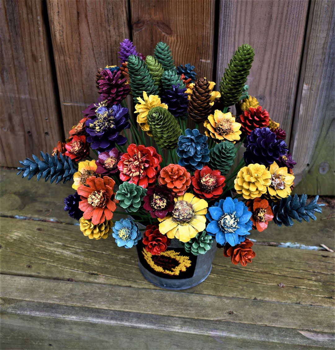 Fall is in the Air/one Dozen Pinecone Flowers/ Hand Made Pine Cone ...