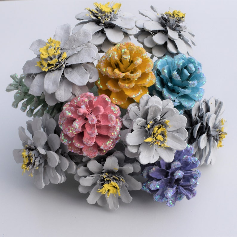 ONE Dozen Pinecone Flowers Spring Pine Cone Flowers Easter | Etsy