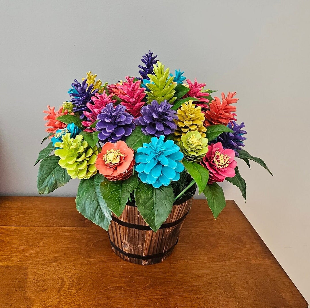 Summer Pine Cone Flower Arrangement, Pinecone Flowers Arrangement in a ...