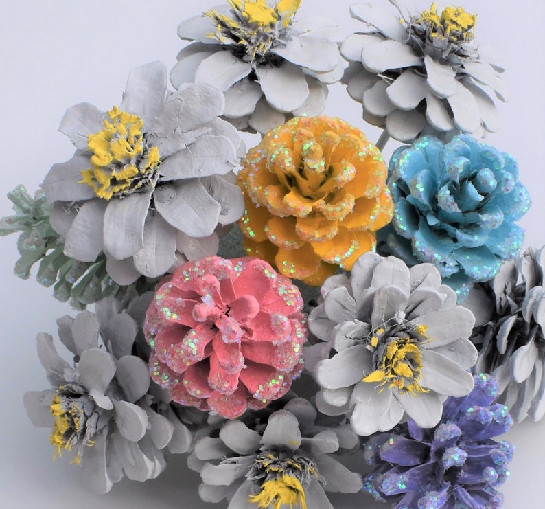 ONE Dozen Pinecone Flowers Spring Pine Cone Flowers Easter | Etsy