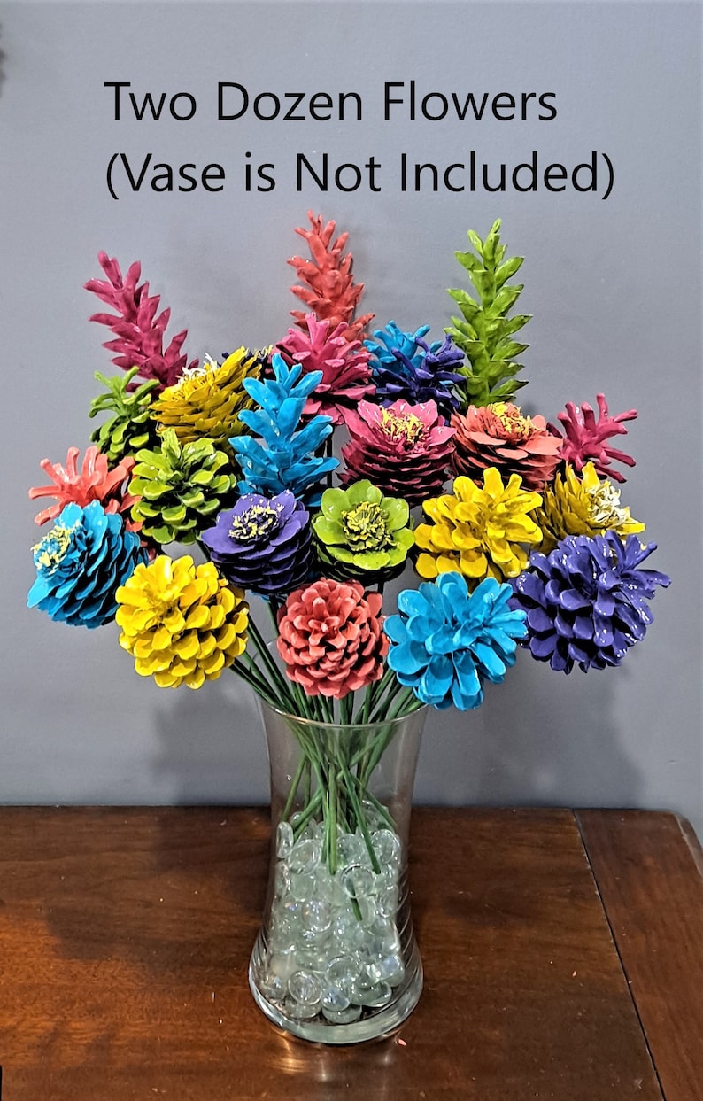 One Dozen Summer Splash Pinecone Flowers Pinecone Flowers Etsy