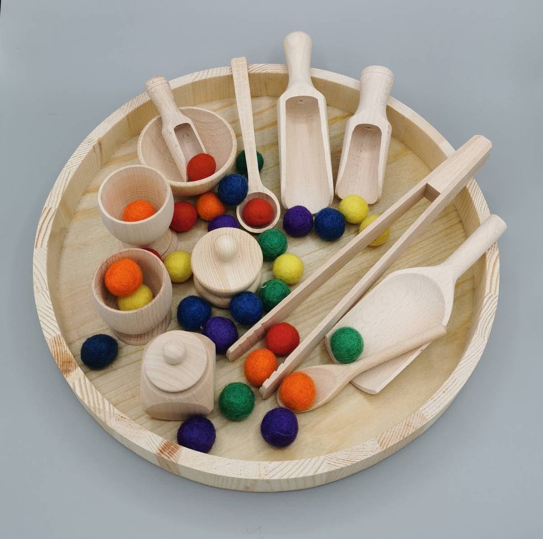 Wooden Utensils for the Kitchen, Play Kitchen, Shop, Montessori Trays ...