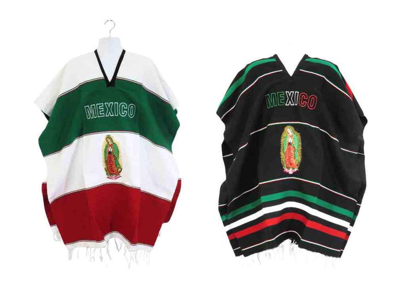 Virgen De Guadalupe Mexican Poncho – Embroidered Mexico Flag, Unisex ...