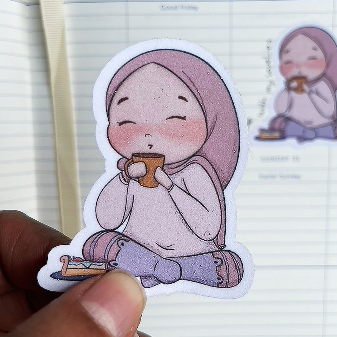 Hijabi Chai Stickers Cute Hijab Glitter Sticker Agenda Sticker Bullet ...