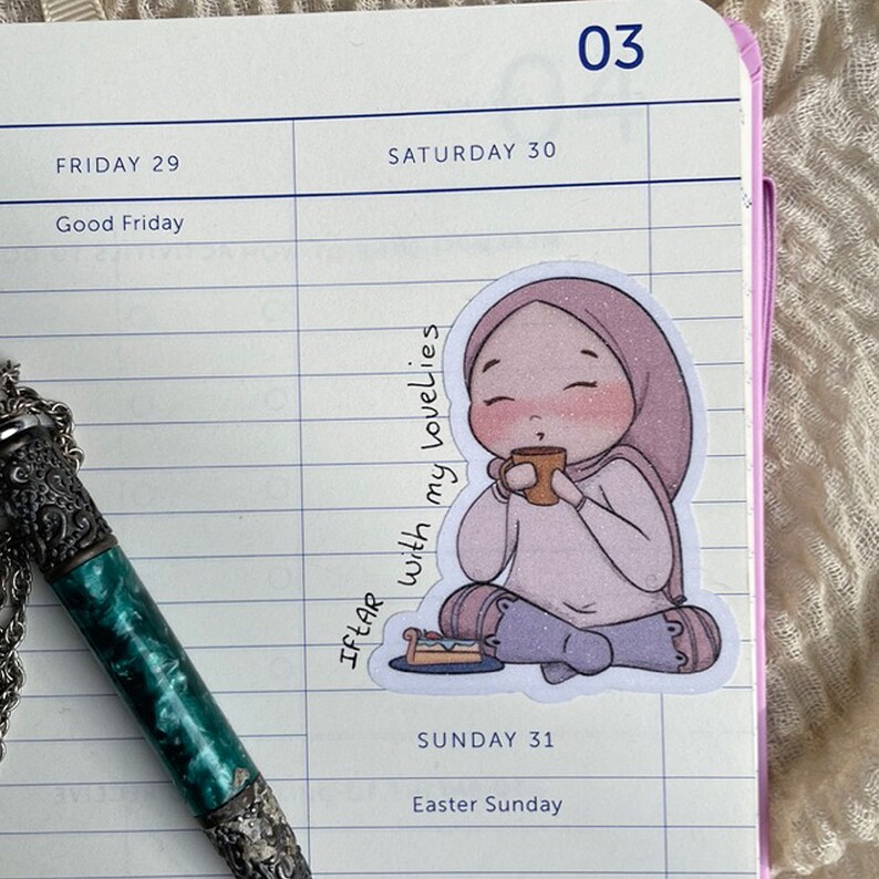 Hijabi Chai Stickers Cute Hijab Glitter Sticker Agenda Sticker Bullet ...